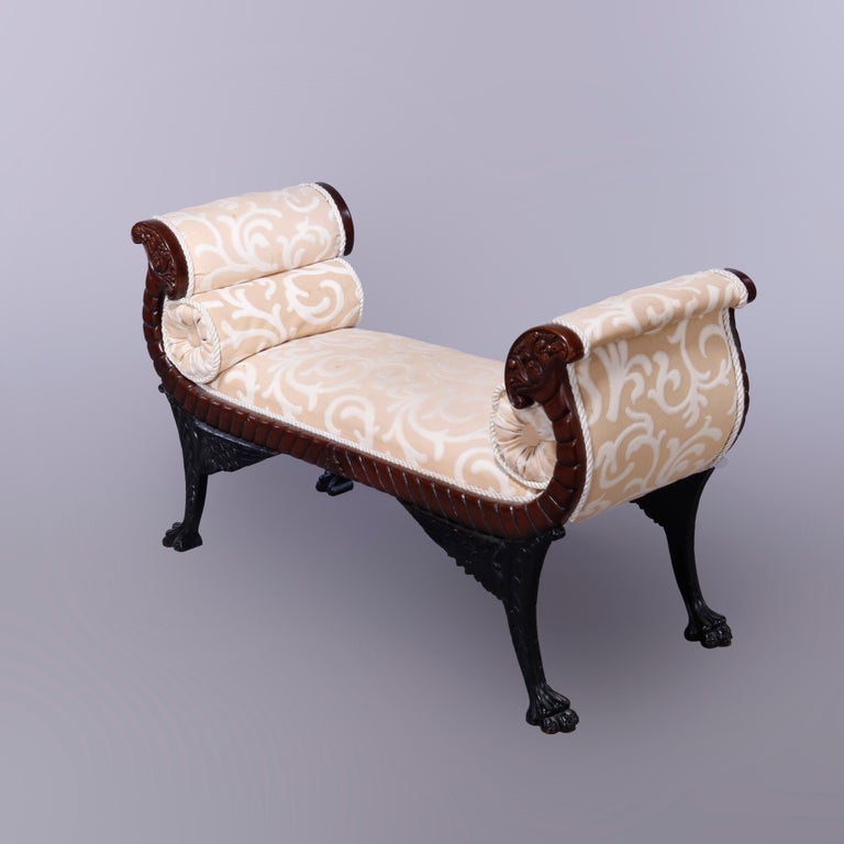 Antique American Empire Neoclassical Style Claw Foot Window Bench, 20th ...