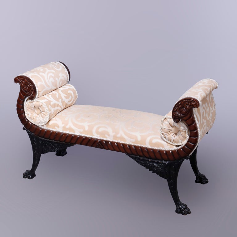 Antique American Empire Neoclassical Style Claw Foot Window Bench, 20th ...