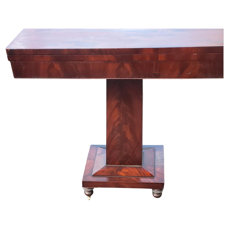 Antique American Empire Pedestal Console, Card / Games Table in Flame ...