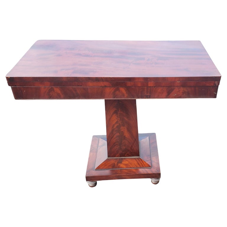 Antique American Empire Pedestal Console, Card / Games Table in Flame ...