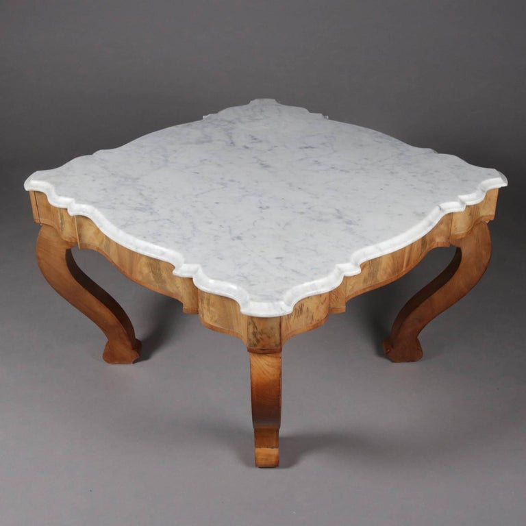 Antique American Empire Scalloped Flame Mahogany Marble Top Coffee ...