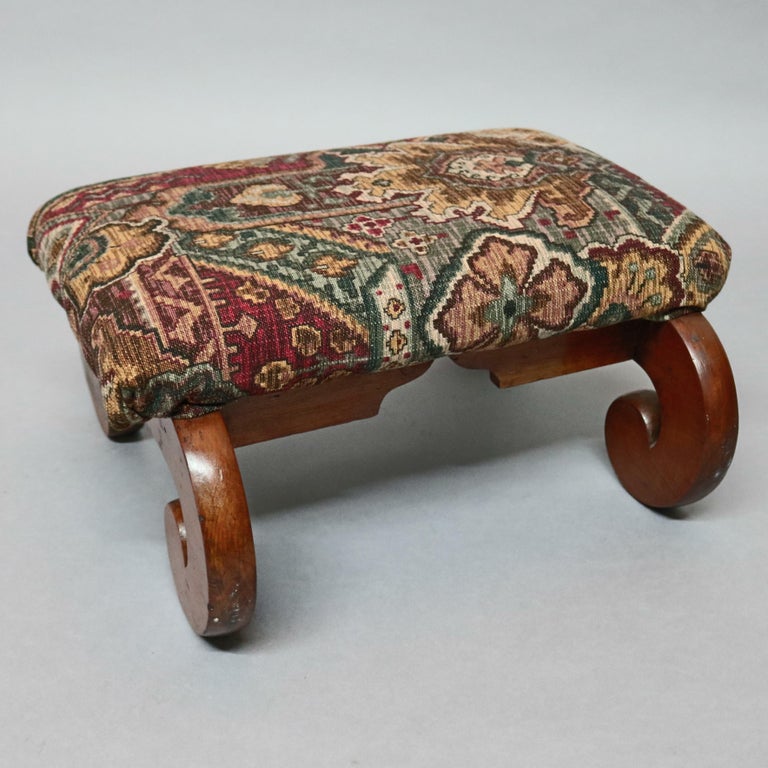 Antique American Empire Upholstered Mahogany Scroll Form Footstool ...
