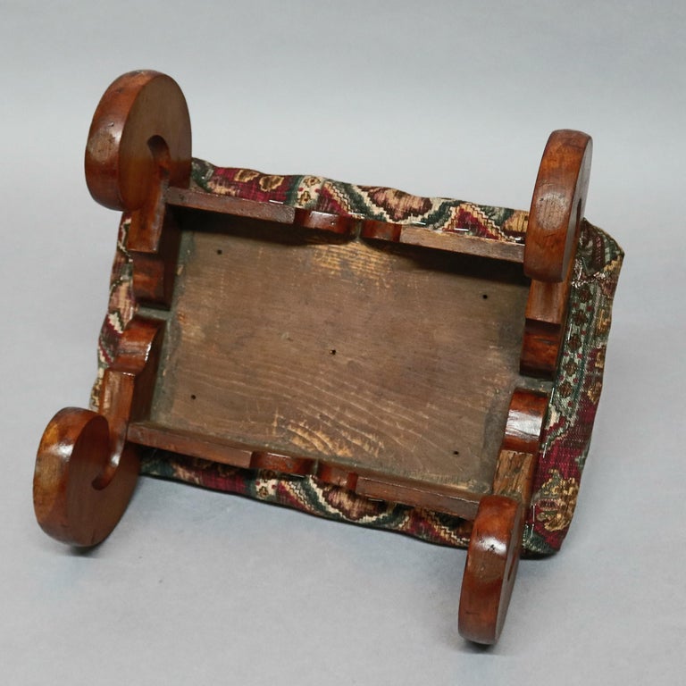 Antique American Empire Upholstered Mahogany Scroll Form Footstool ...