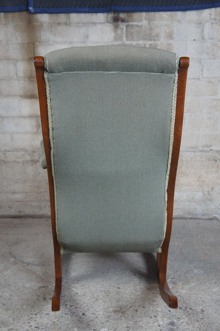 Antique American Empire Victorian Mahogany Needlepoint Rocker Rocking ...