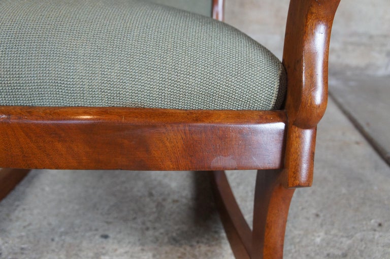 Antique American Empire Victorian Mahogany Needlepoint Rocker Rocking ...