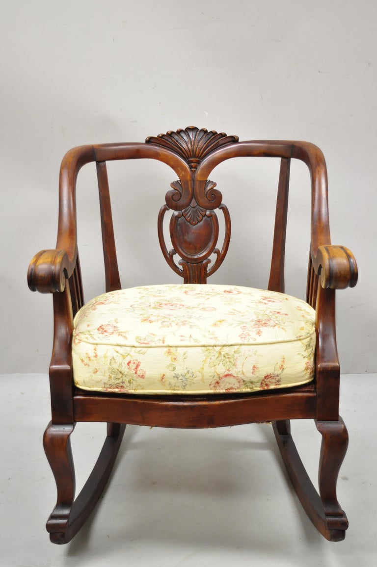Antique American Empire Victorian Solid Mahogany Rocker Rocking Chair ...