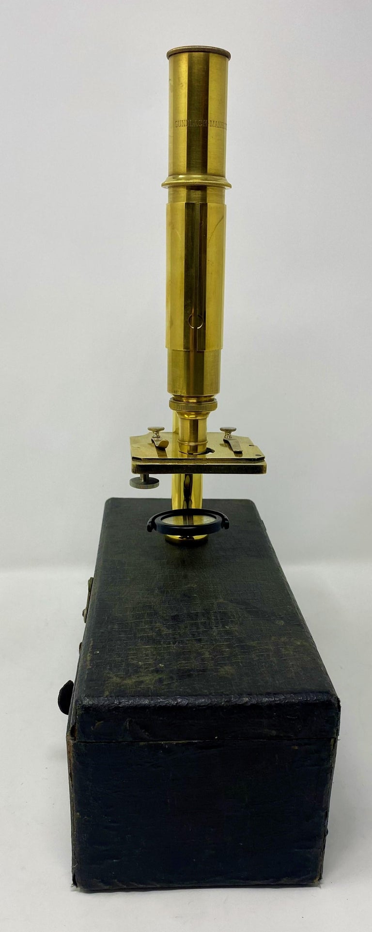 Antique American "Ernst Gundlach" Field Microscope with Carrying Case ...