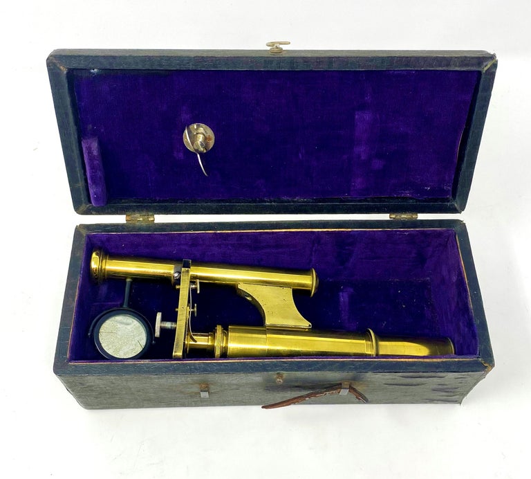 Antique American "Ernst Gundlach" Field Microscope with Carrying Case ...
