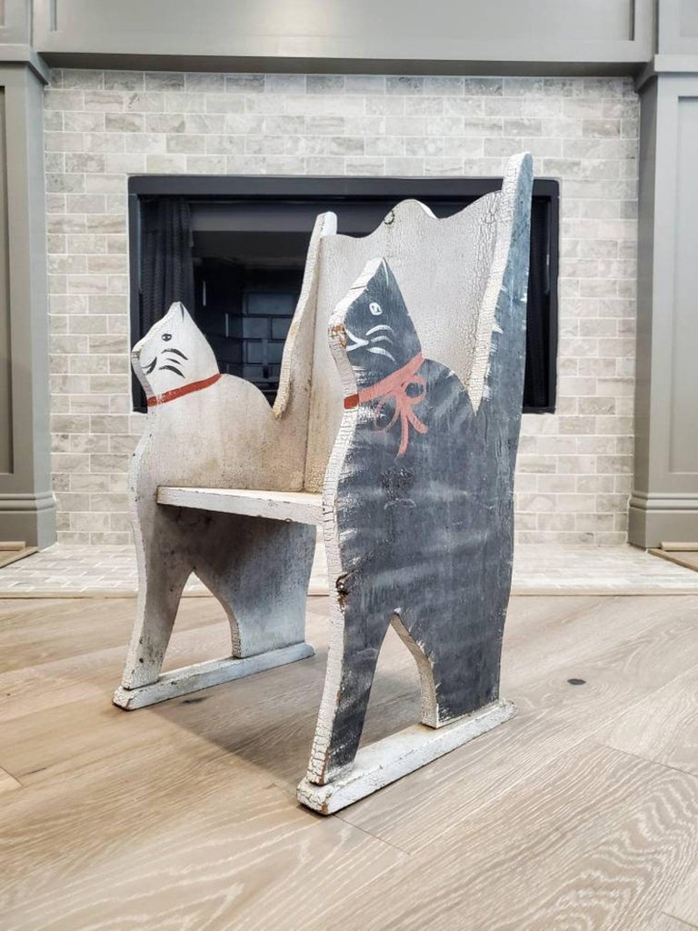 Antique American Folk Art Painted Cat Chair For Sale at 1stDibs ...