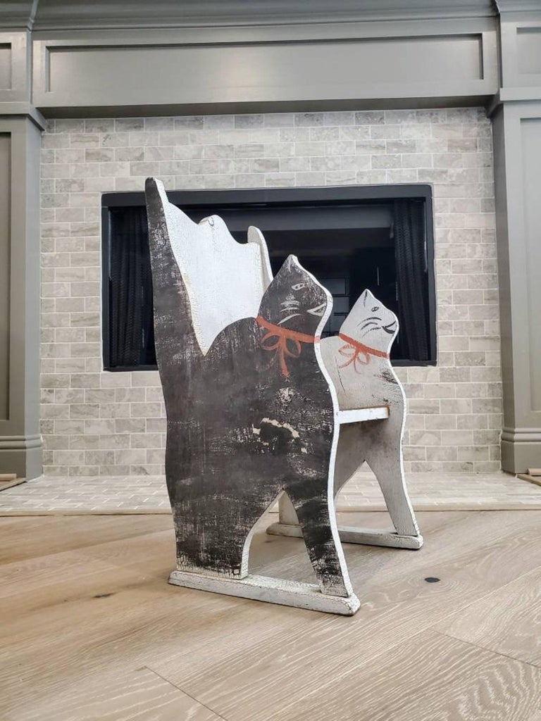 Antique American Folk Art Painted Cat Chair For Sale at 1stDibs ...
