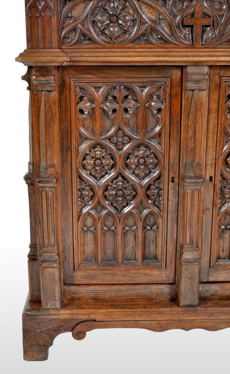 Antique American Gothic Revival Carved Oak Lectern/Cabinet/Desk, circa ...