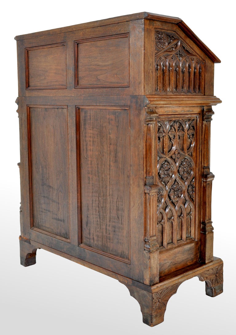 Antique American Gothic Revival Carved Oak Lectern/Cabinet/Desk, circa ...