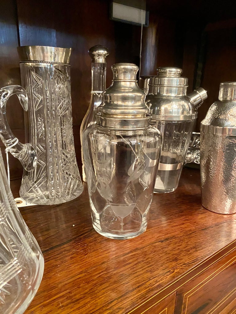 Antique American "Hawkes" Sterling Silver and Cut Crystal Cocktail ...