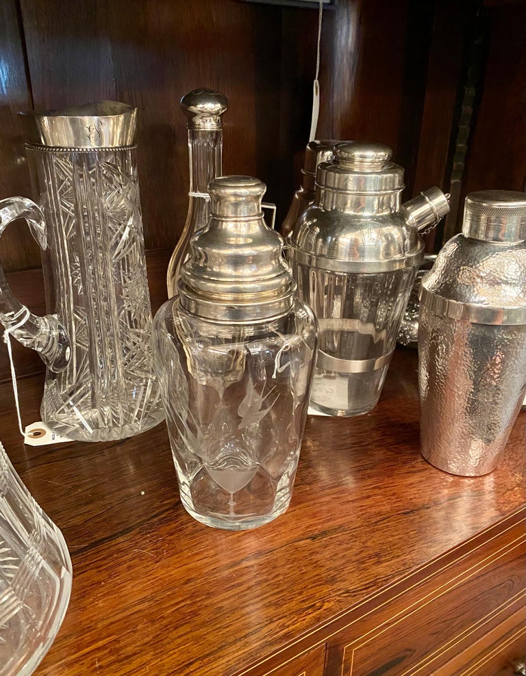 Antique American "Hawkes" Sterling Silver and Cut Crystal Cocktail ...