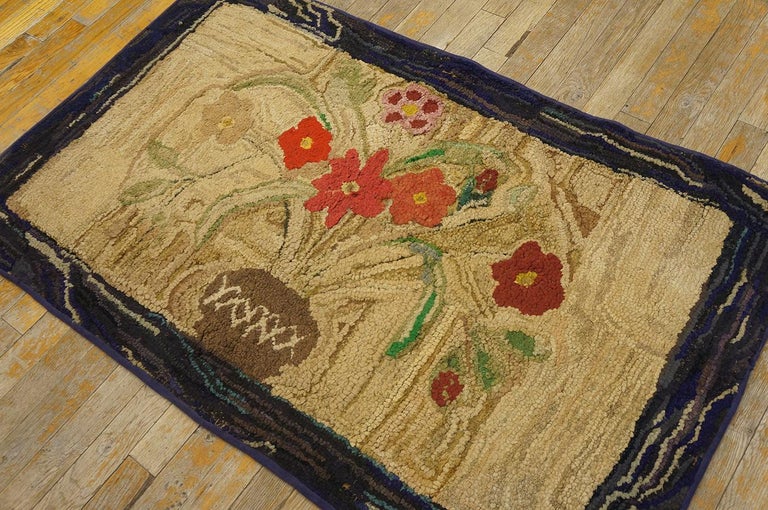 Antique American Hooked Rug 2'3" x 4'6" For Sale at 1stDibs