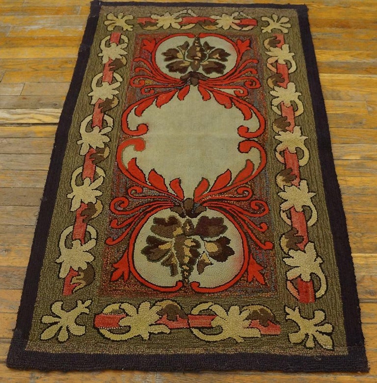 Antique American Hooked Rug For Sale at 1stDibs