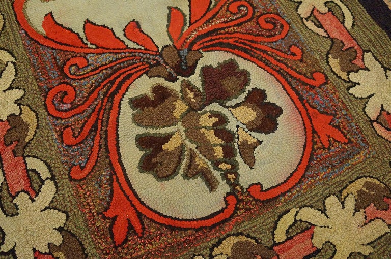 Antique American Hooked Rug For Sale at 1stDibs
