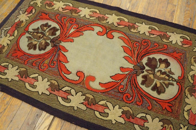 Antique American Hooked Rug For Sale at 1stDibs