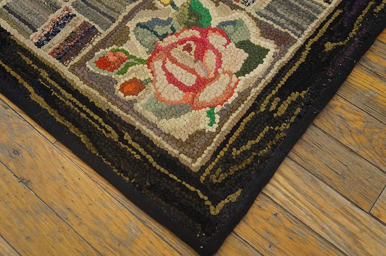 Antique American Hooked Rug at 1stDibs