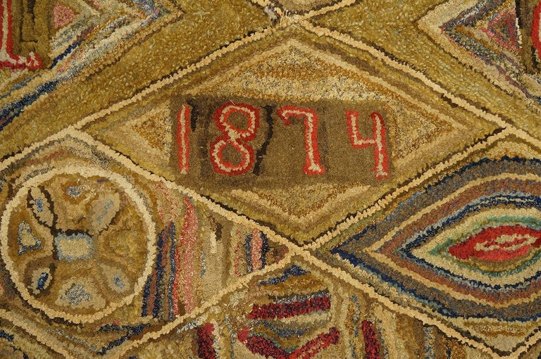 American Hooked Rug From 1870s ( 3'1" x 6'1" - 94 x 185 cm ) For Sale ...