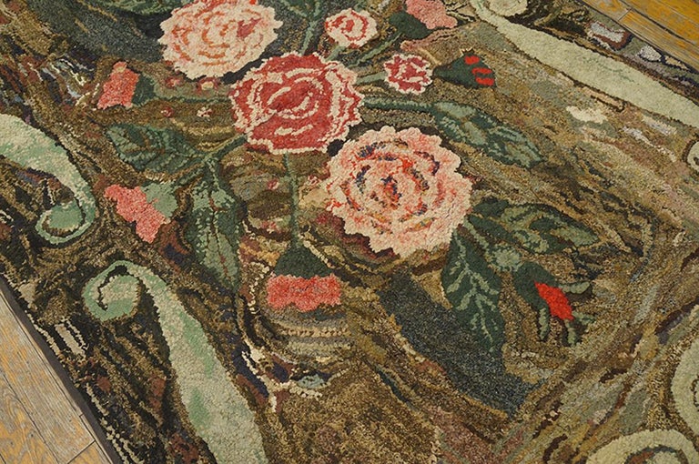 Antique American Hooked Rug For Sale at 1stDibs