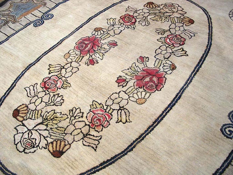 Antique American Hooked Rug 8' 1" x 11' 8" For Sale at 1stDibs