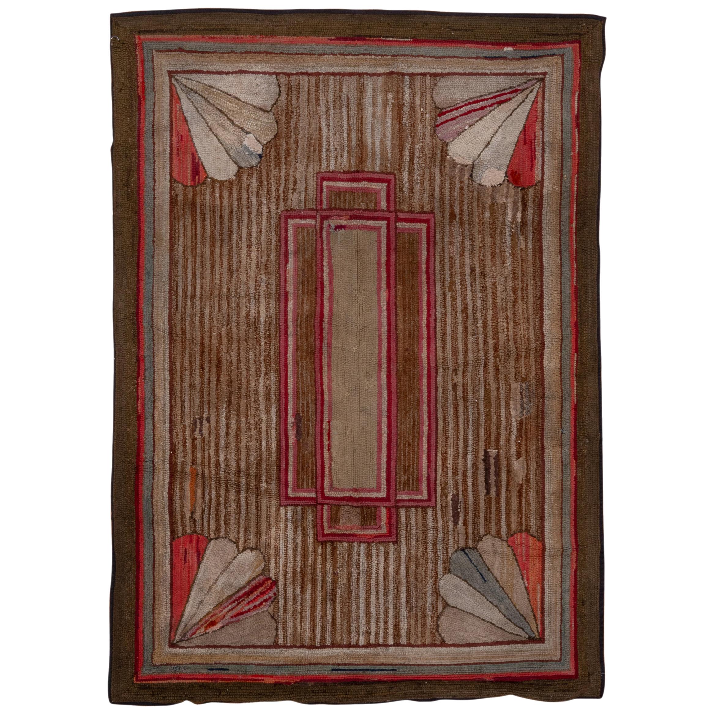 Antique American Hooked Rug, circa 1920s at 1stDibs