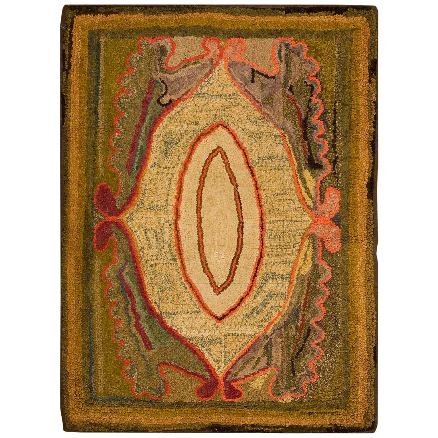 Antique American Hooked Rug For Sale at 1stDibs