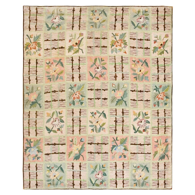 1920s American Hooked Rug in Art Deco Style ( 6'10" x 8'9" - 208 x 266 ...