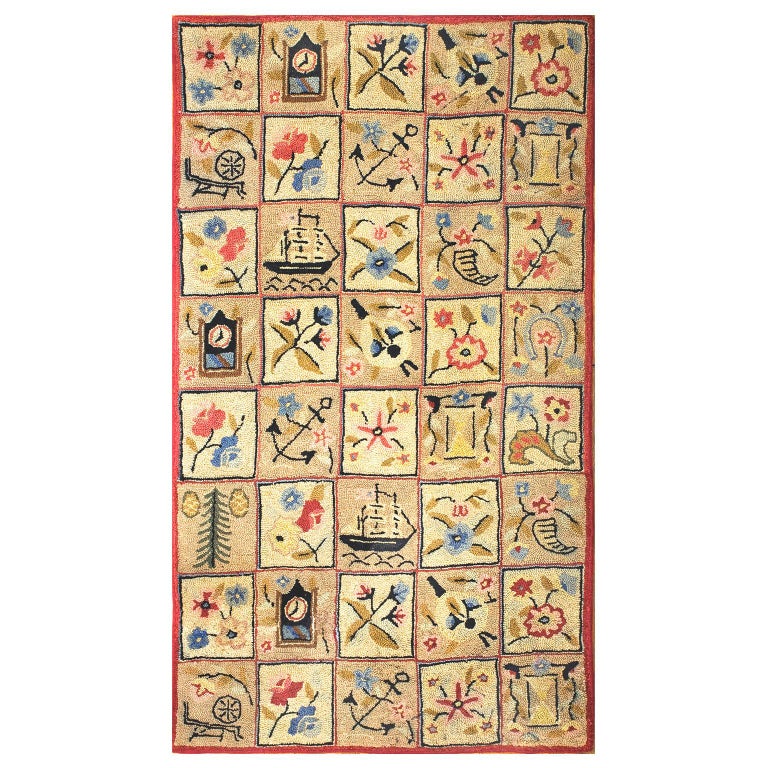 Antique American Hooked Rug For Sale at 1stDibs
