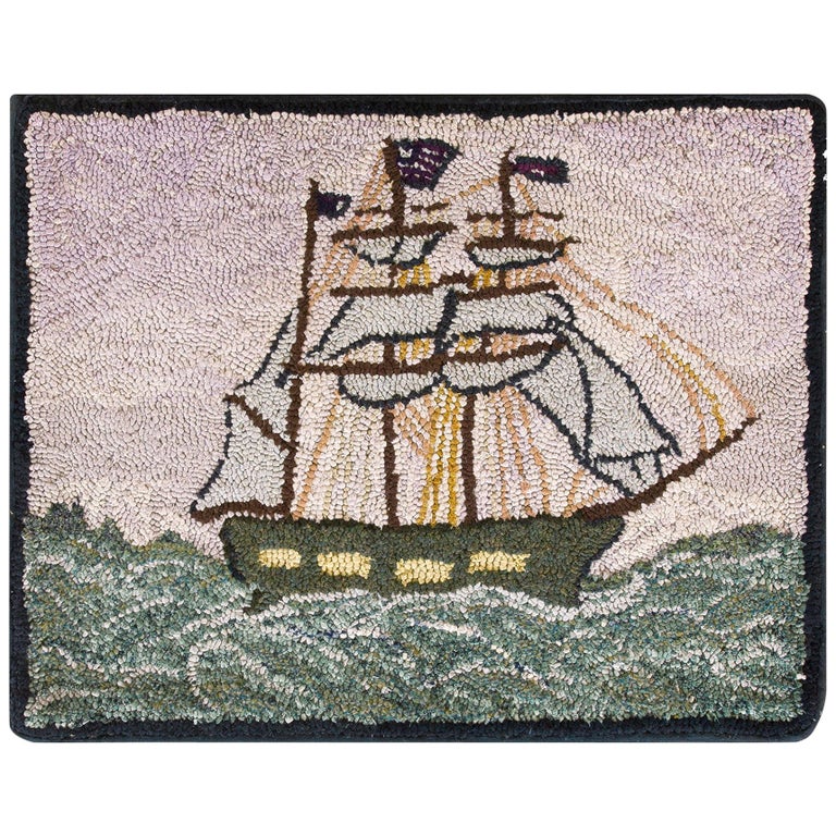 Antique American Hooked Rug For Sale at 1stDibs