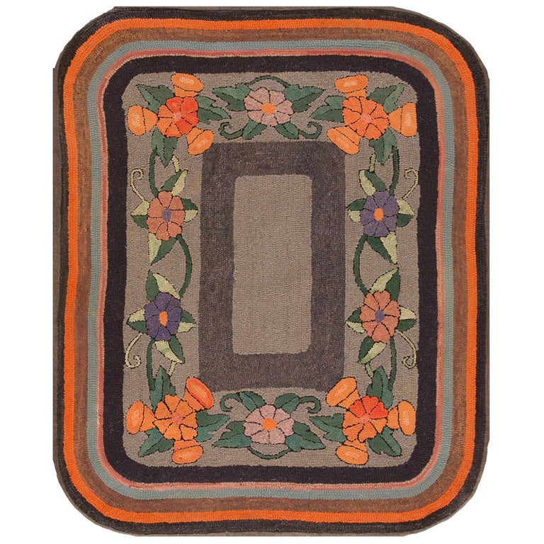 Antique American Hooked Rug For Sale at 1stDibs