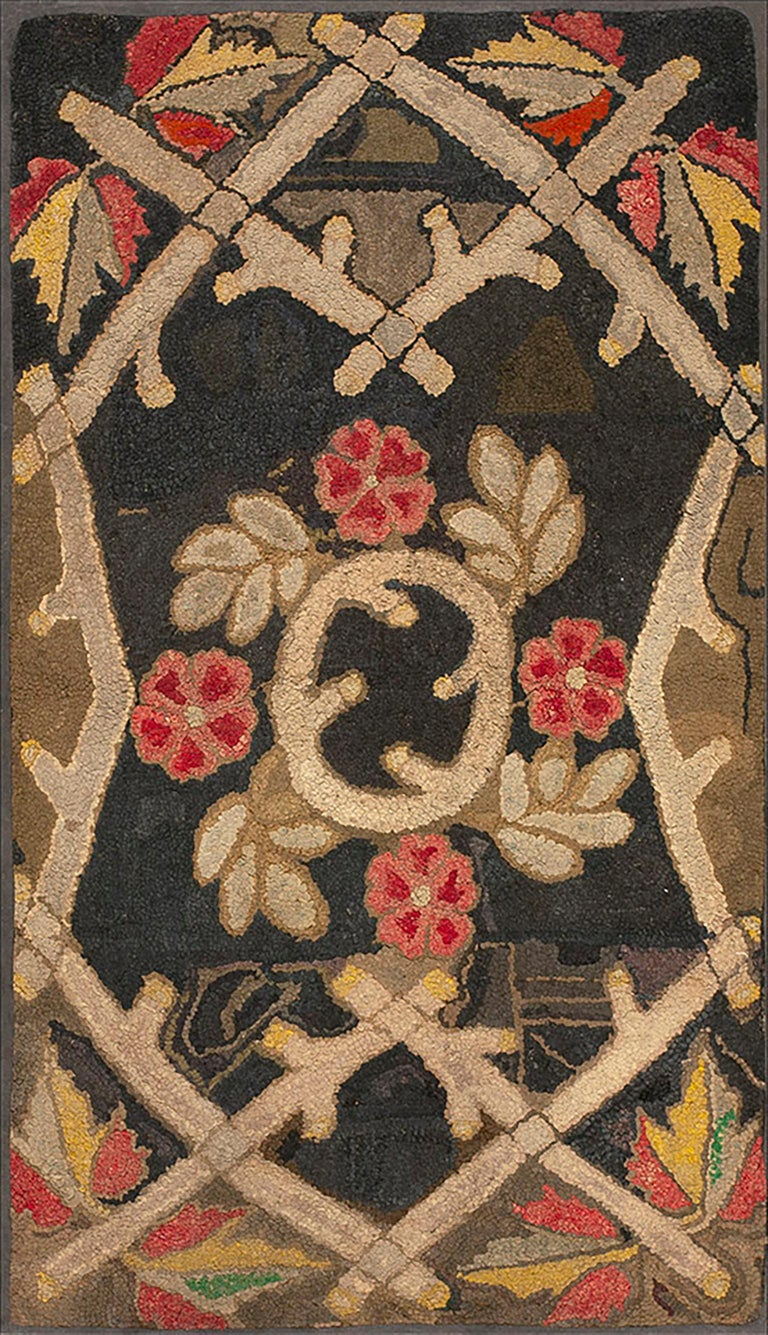 Antique American Hooked Rug at 1stDibs
