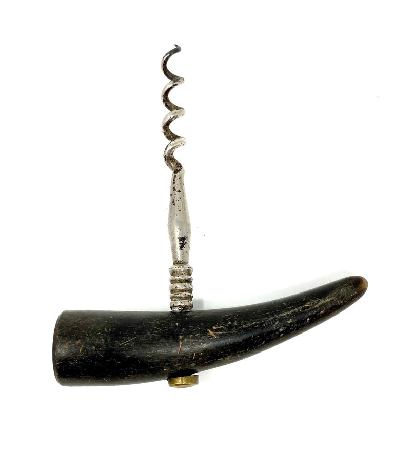 Antique American Horn Handle Corkscrew with Steel Blade For Sale at 1stDibs