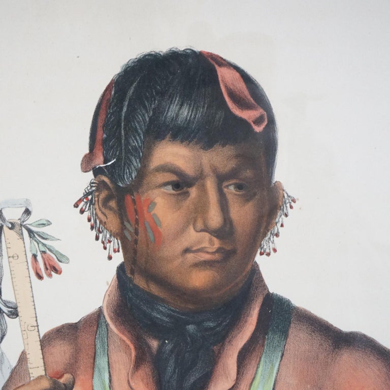 Antique American Indian Lithograph Published by Daniel Rice and James ...