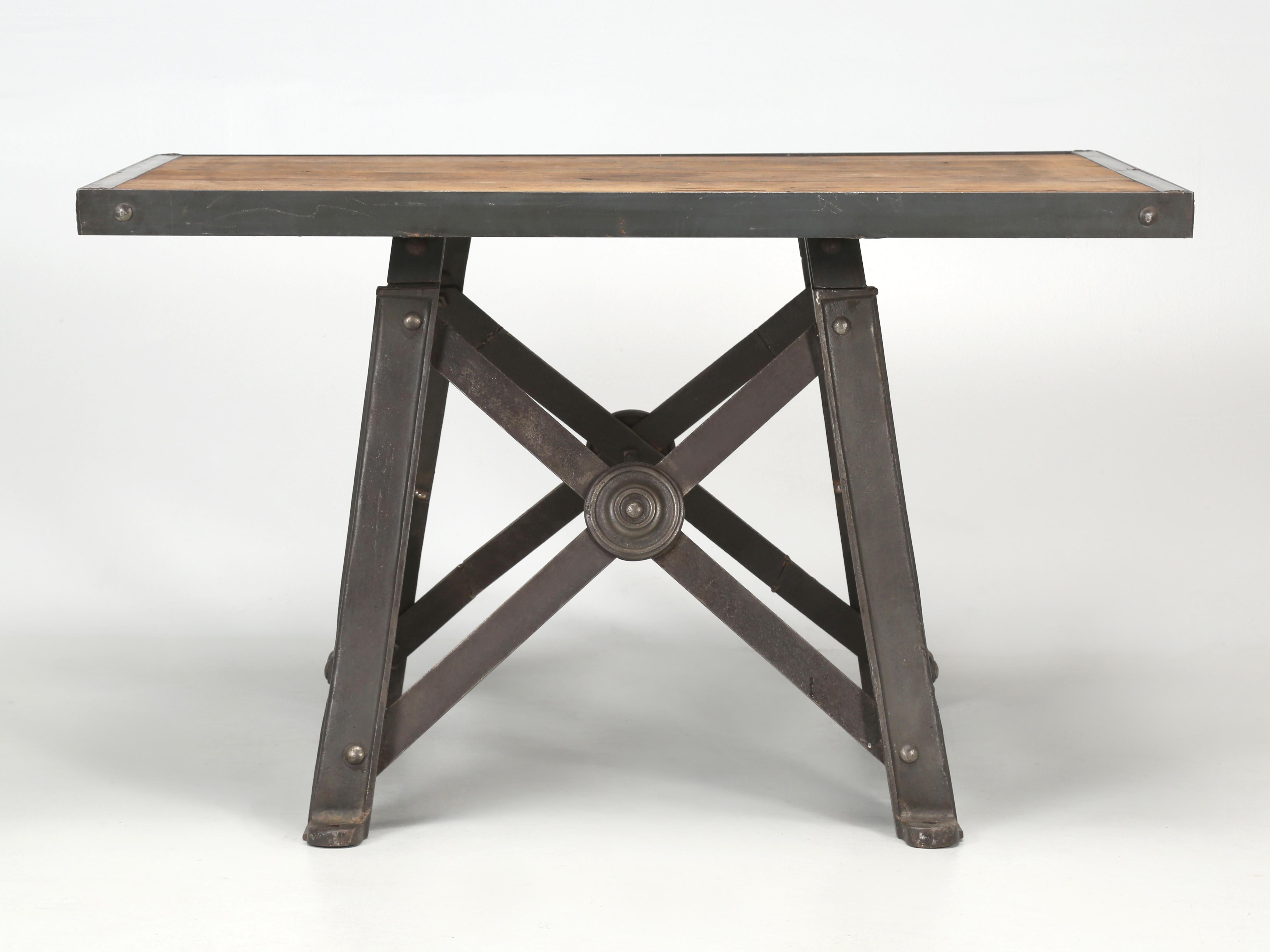 Antique American Industrial Heavy-Duty Steel and Wood Work Table ...