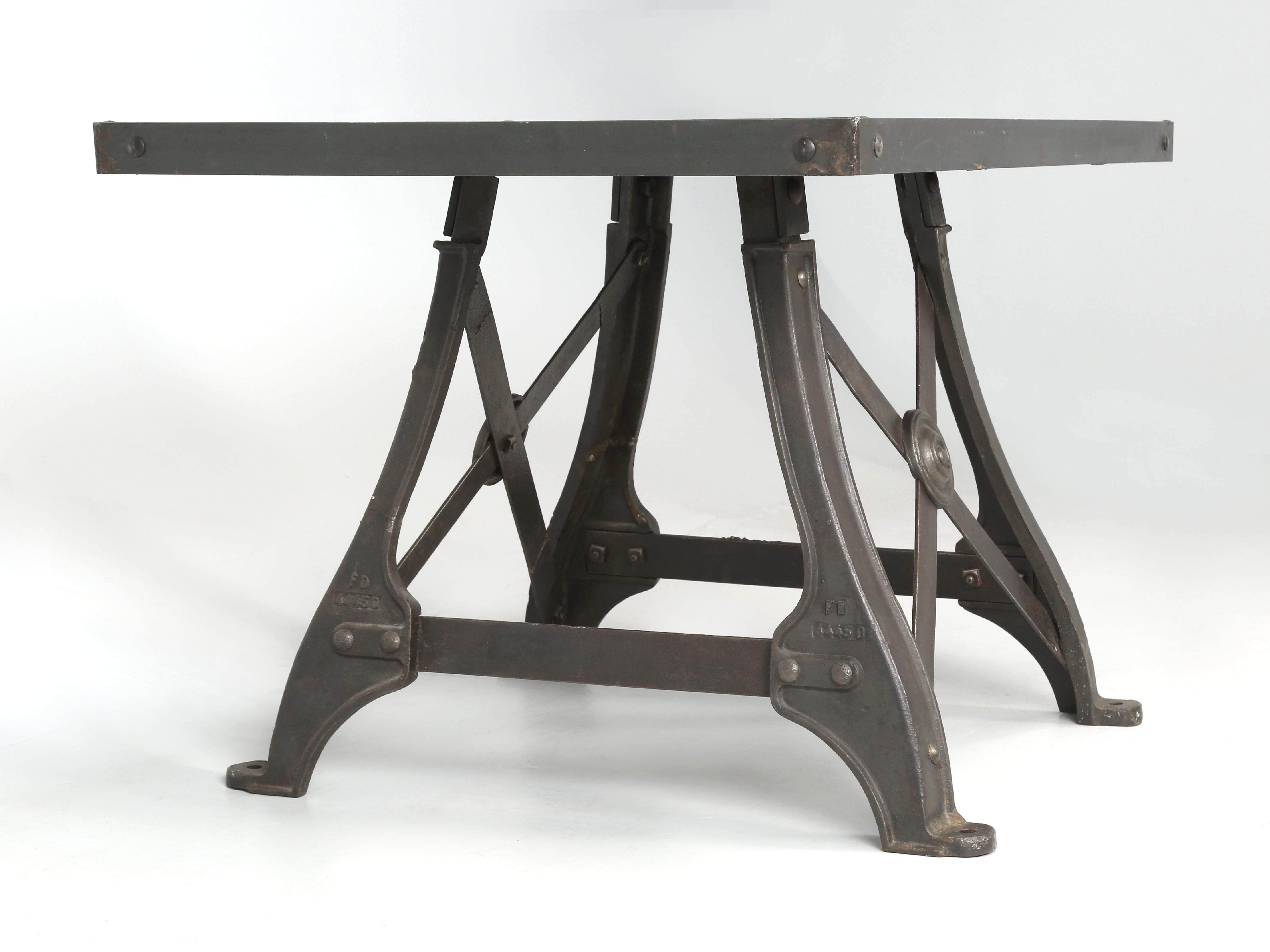 Antique American Industrial Heavy-Duty Steel and Wood Work Table ...