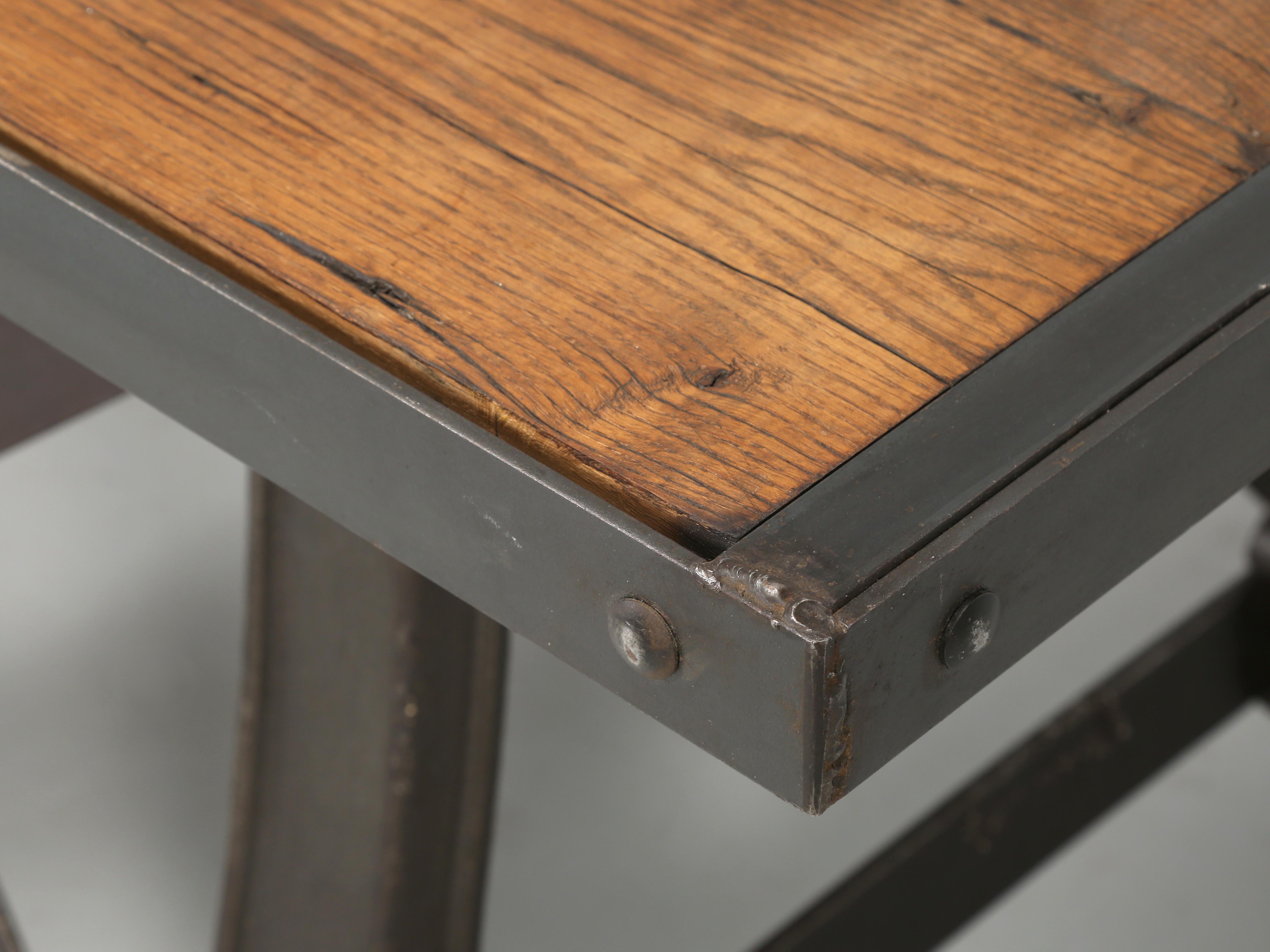 Antique American Industrial Heavy-Duty Steel and Wood Work Table ...
