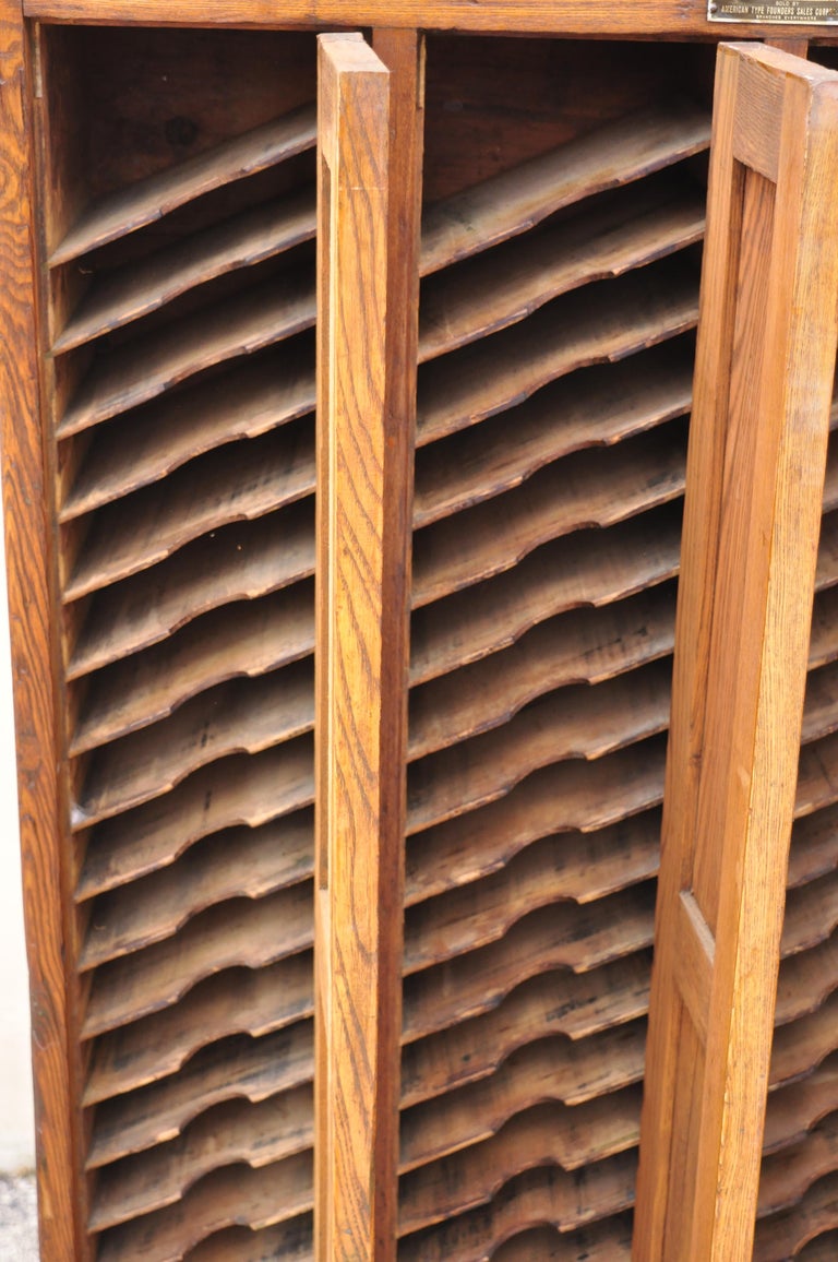 Antique American Industrial Oak Wood Slim Narrow File Cabinet Angled ...