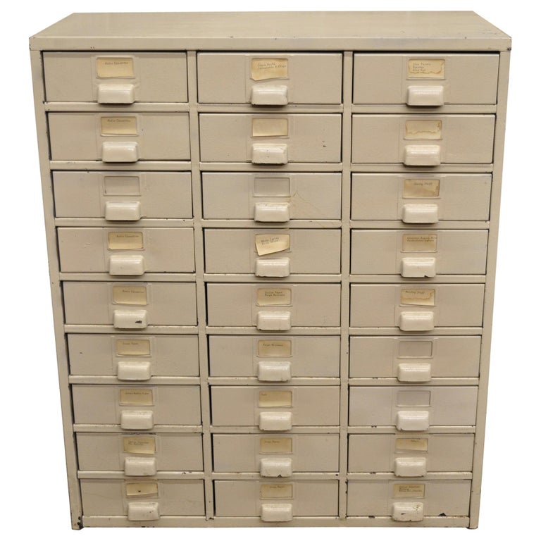 Antique American Industrial Steel Metal 27 Drawer Tool Shop Storage ...