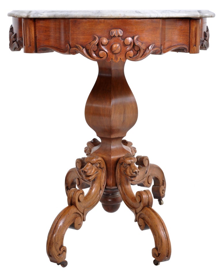 Antique American J H Belter Style Victorian Walnut Marble-Top Parlor ...