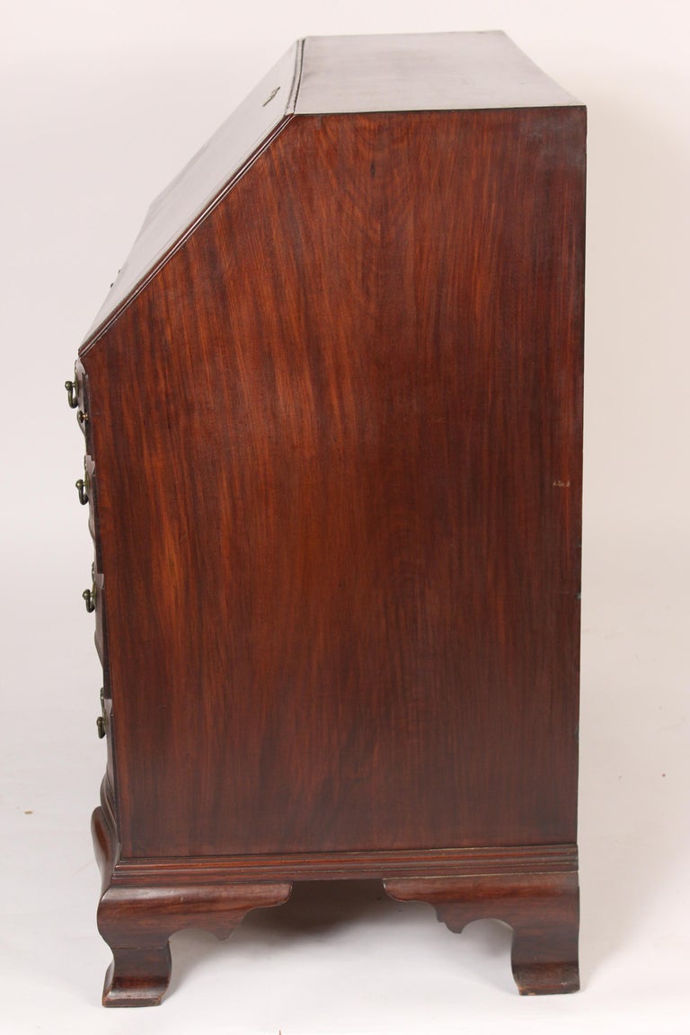 Antique American Mahogany Oxbow Front Slant Top Desk at 1stDibs