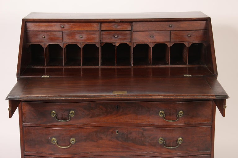 Antique American Mahogany Oxbow Front Slant Top Desk at 1stDibs
