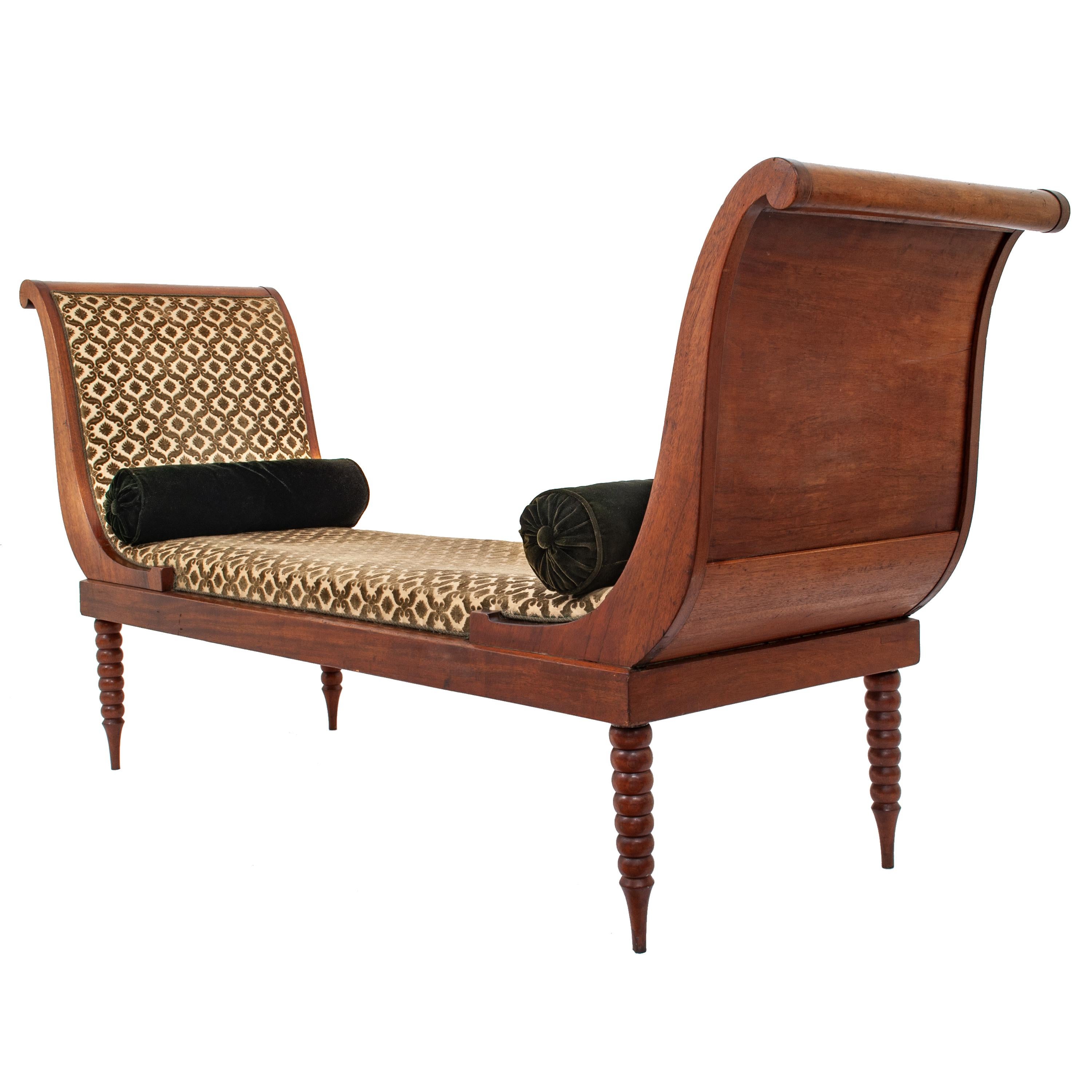 Antique American Neoclassical Mahogany Bustle Bench Window Seat Day Bed ...