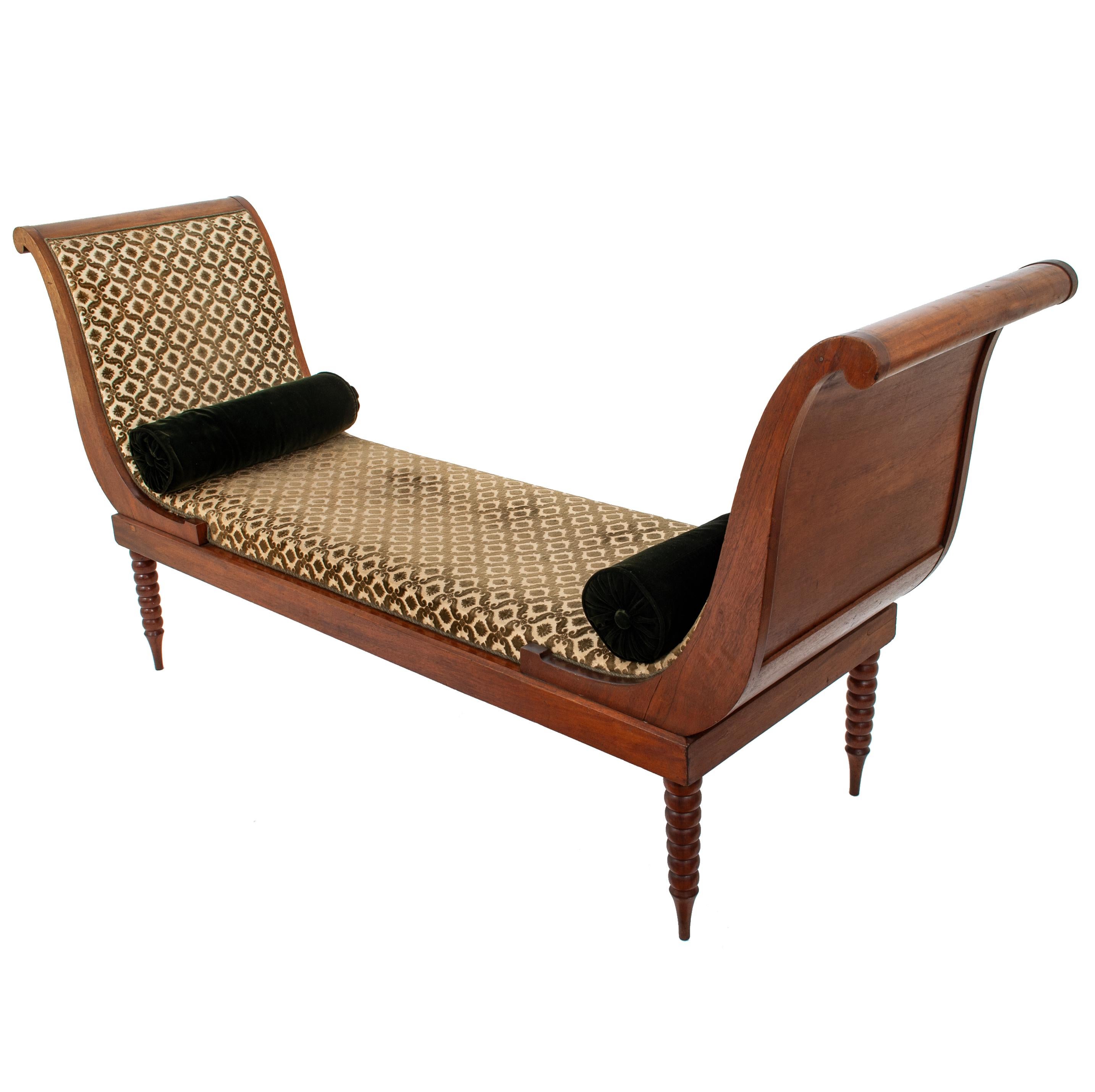 Antique American Neoclassical Mahogany Bustle Bench Window Seat Day Bed ...