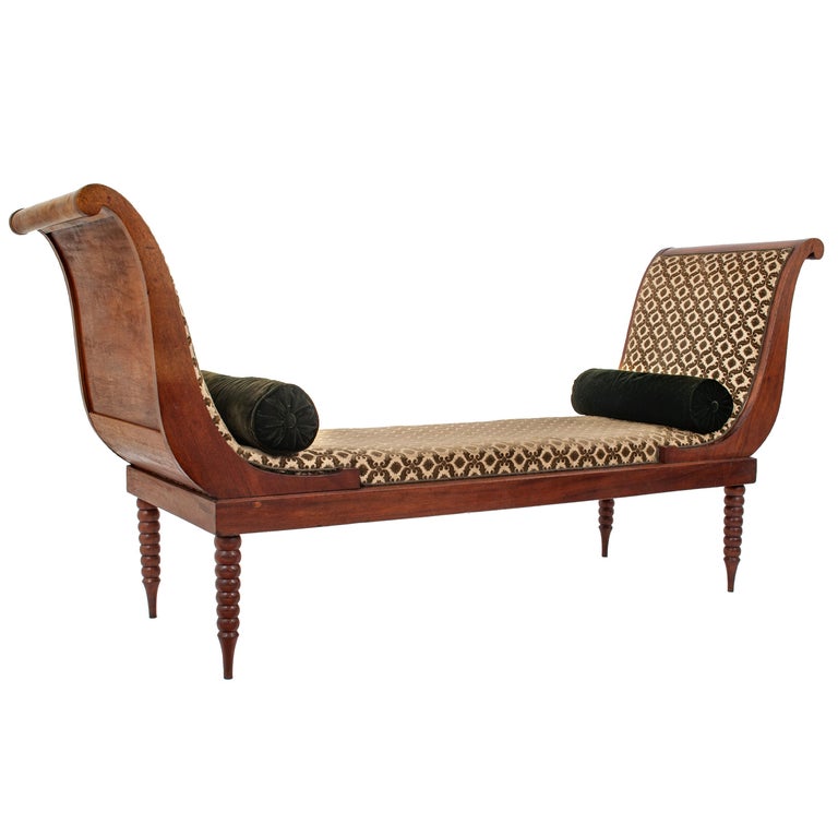 Antique American Neoclassical Mahogany Bustle Bench Window Seat Day Bed ...