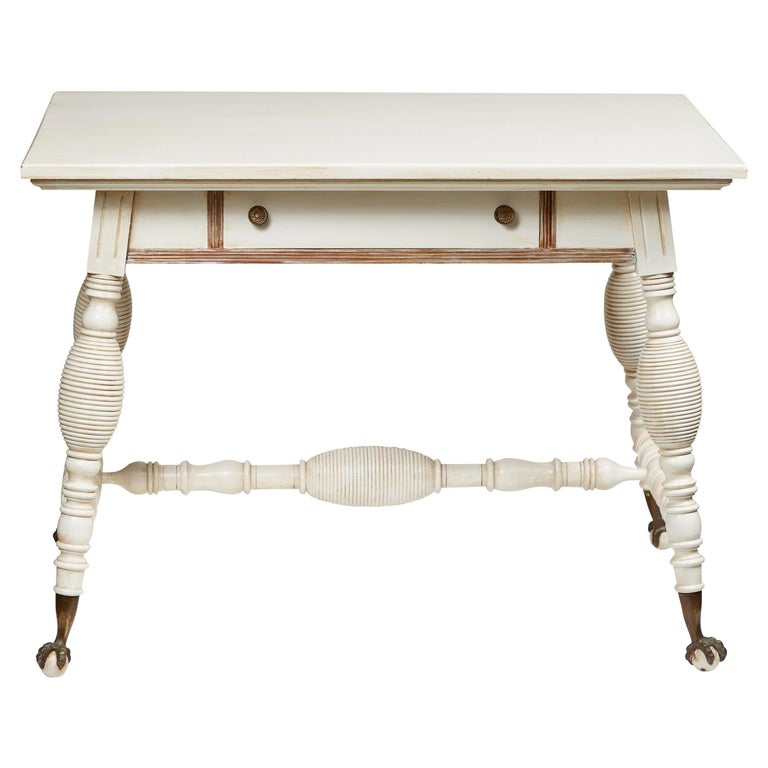 Antique American Oak Library Table with Spool Legs at 1stDibs