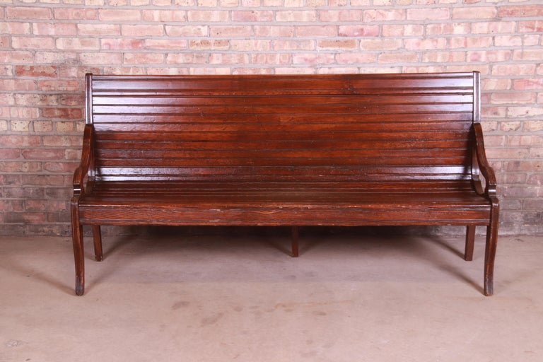 Antique American Oak Train Depot Railroad Bench, circa 1900 For Sale at ...