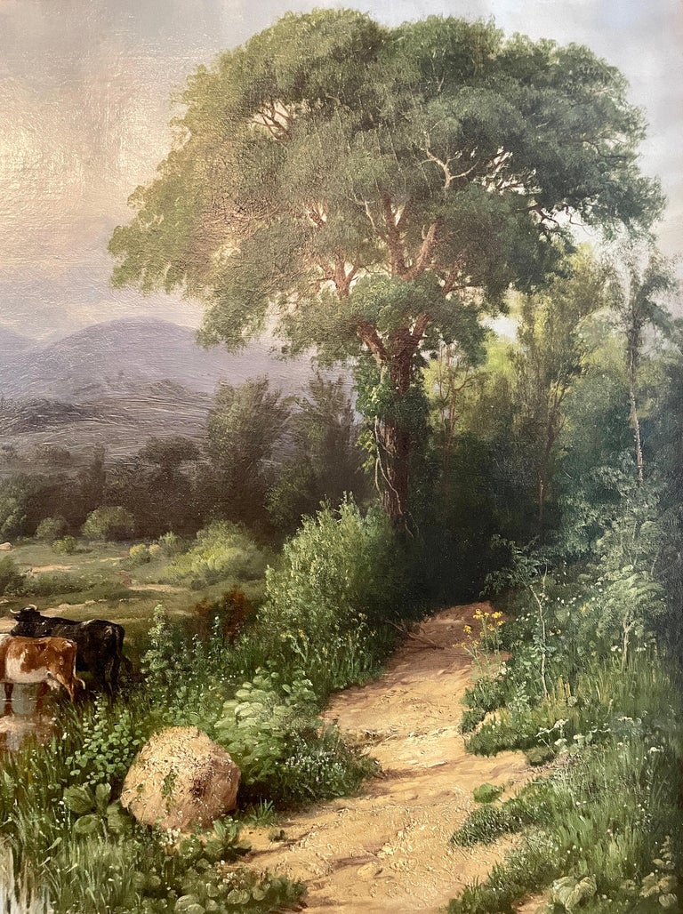 Antique American Oil on Canvas Landscape Painting by George Riecke ...