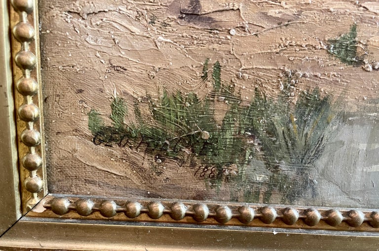 Antique American Oil on Canvas Landscape Painting by George Riecke ...